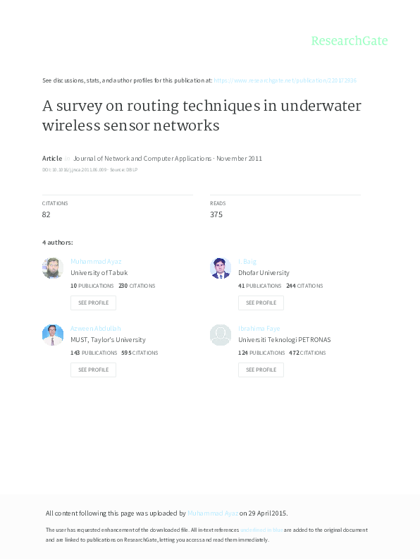 A Survey On Routing Techniques In Underwater Wireless Sensor Networks