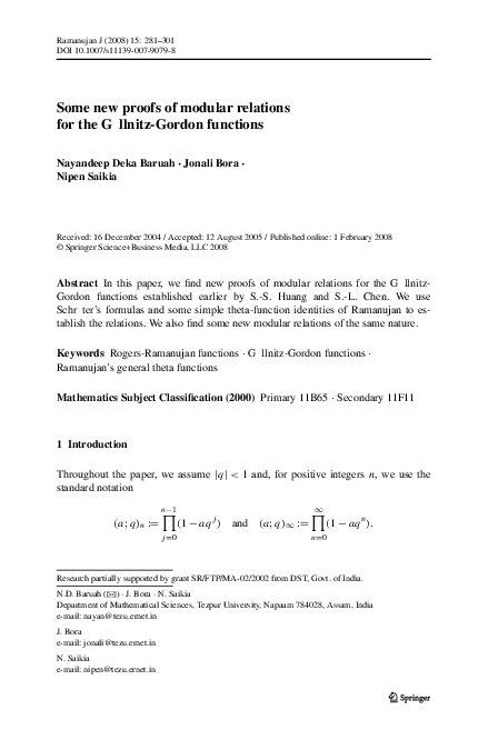 (PDF) Some new proofs of modular relations for the Göllnitz-Gordon ...