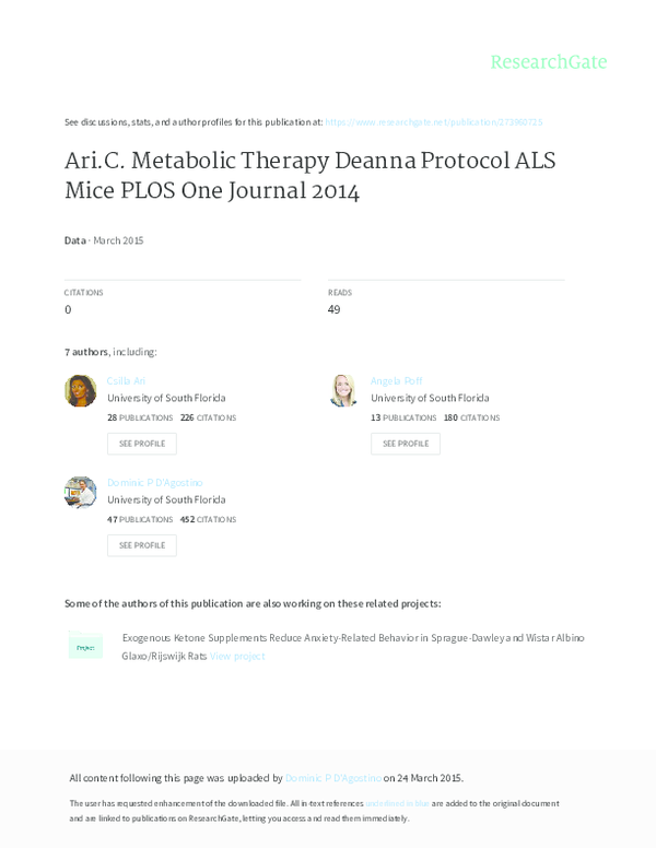 (PDF) Ari.C. Metabolic Therapy Deanna Protocol ALS Mice PLOS One ...