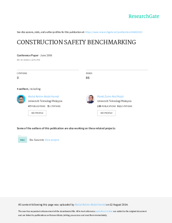 (PDF) Construction Safety Benchmarking