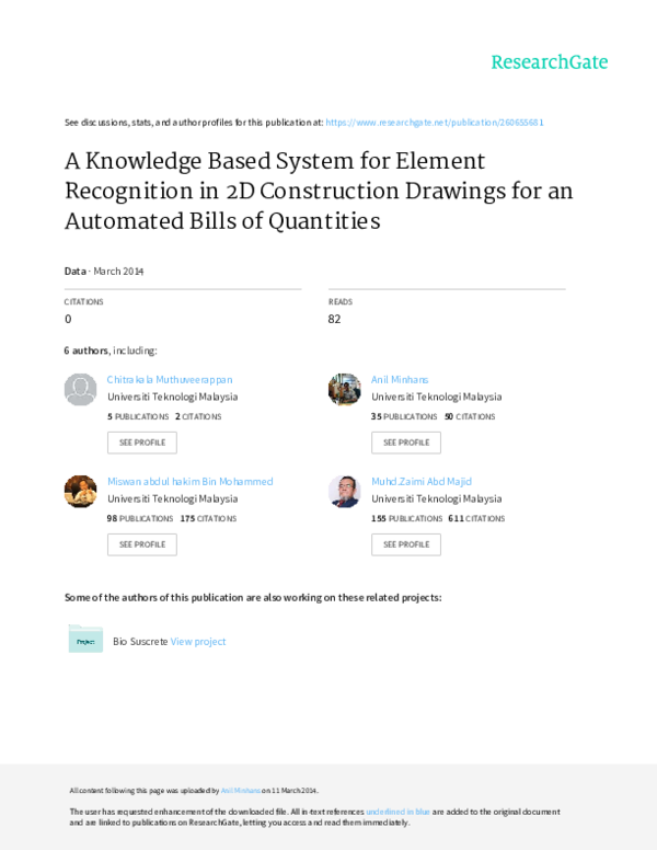 (PDF) A Knowledge Based System for Element Recognition in 2D Construction Drawings for an ...