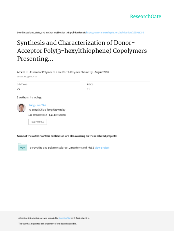 (PDF) Synthesis and characterization of donor–acceptor type 4, 4′-bis (2, 1, 3-benzothiadiazole ...