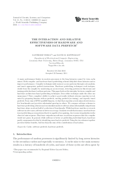 (PDF) THE INTERACTION AND RELATIVE EFFECTIVENESS OF HARDWARE AND SOFTWARE DATA PREFETCH