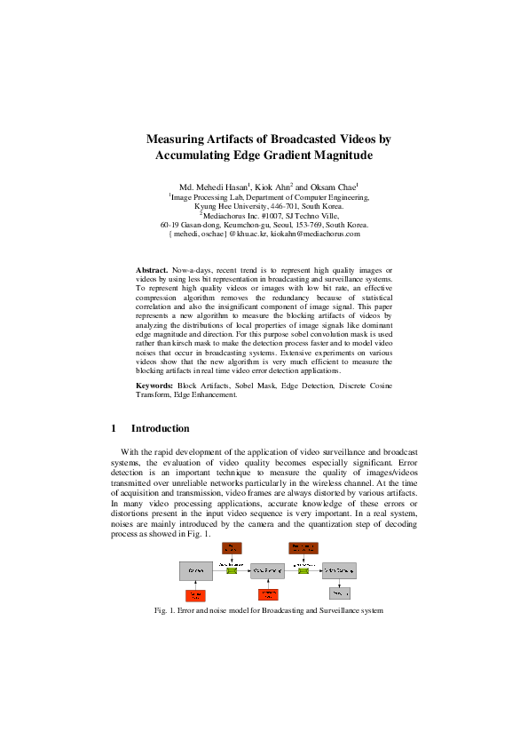 (PDF) Measuring Artifacts of Broadcasted Videos by Accumulating Edge Gradient Magnitude