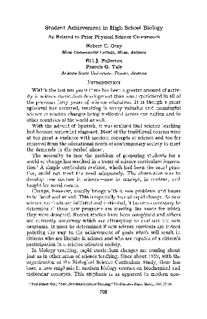 (PDF) Student Achievement in High School Biology As Related to Prior ...