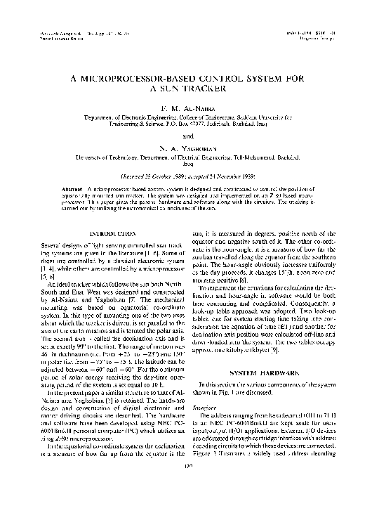 (PDF) A microprocessor-based control system for a sun tracker