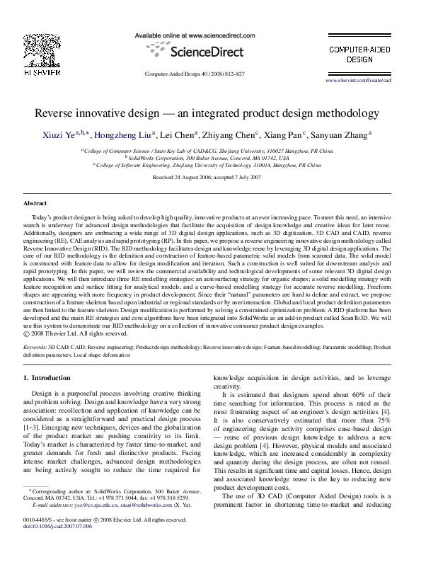 (PDF) Reverse innovative design - an integrated product design methodology