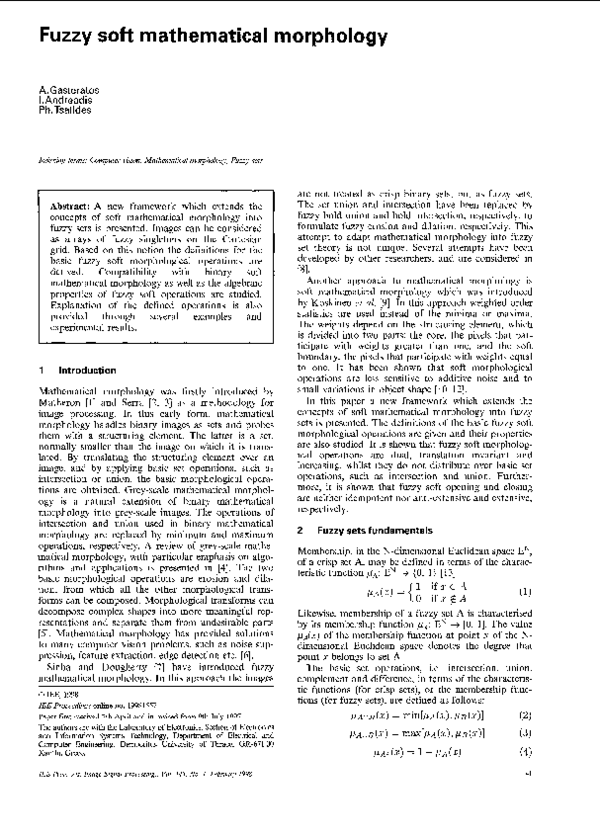 (PDF) Fuzzy soft mathematical morphology