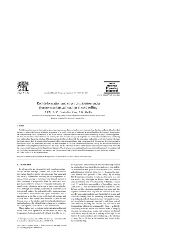 (PDF) Roll deformation and stress distribution under thermo-mechanical ...