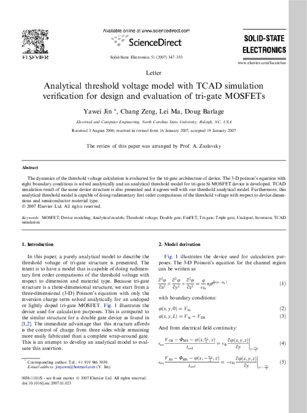(PDF) Analytical threshold voltage model with TCAD simulation verification for design and ...