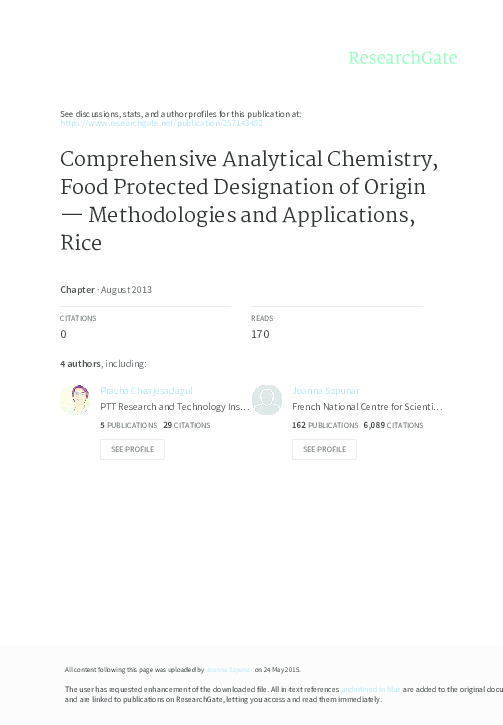 (PDF) Comprehensive Analytical Chemistry, Food Protected Designation of ...