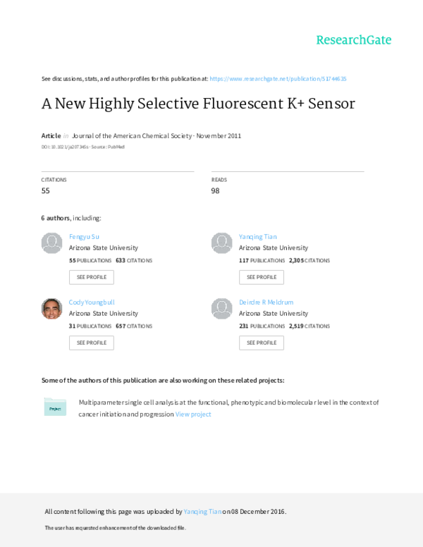 (PDF) A New Highly Selective Fluorescent K+ Sensor