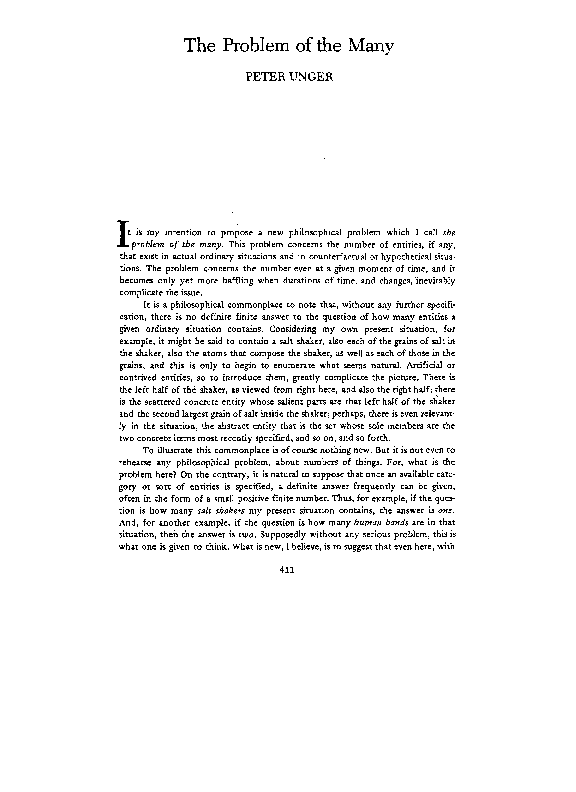 (PDF) The problem of the many