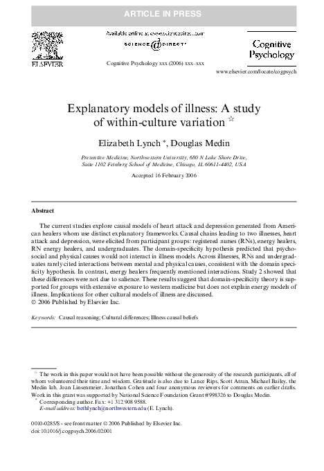 (PDF) Explanatory models of illness: A study of within-culture variation☆