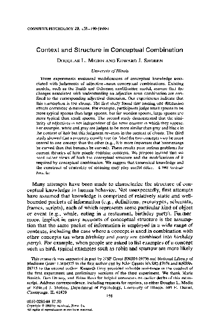 (PDF) Context and structure in conceptual combination