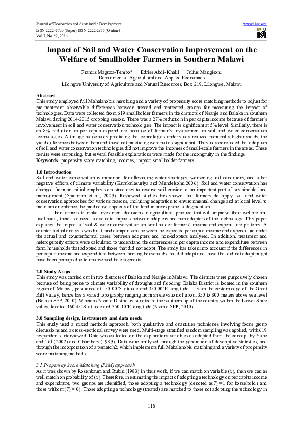 (PDF) Impact of Soil and Water Conservation Improvement on the Welfare of Smallholder Farmers in ...