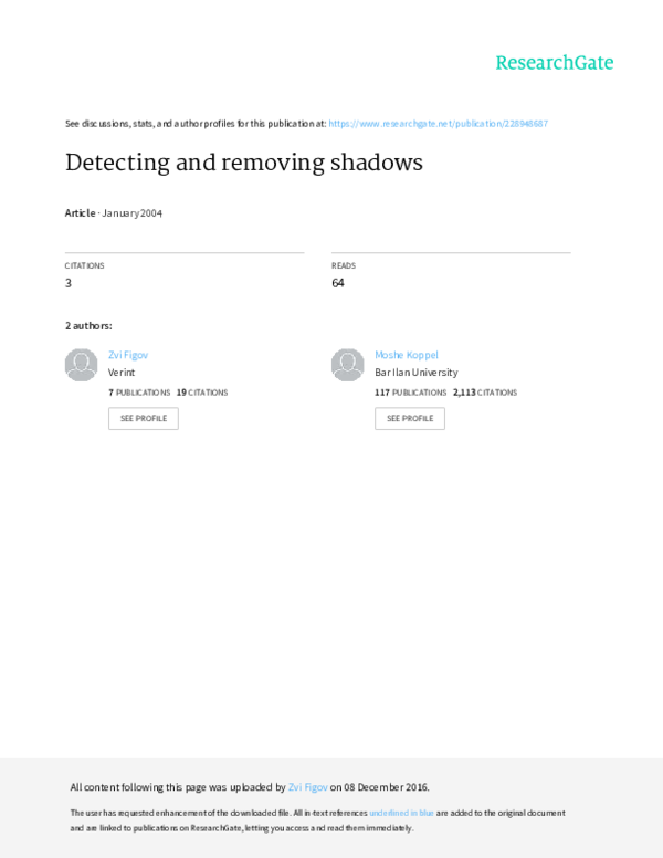 (PDF) Detecting and removing shadows