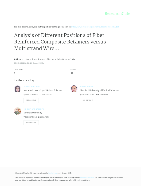(PDF) Analysis of Different Positions of Fiber-Reinforced Composite ...