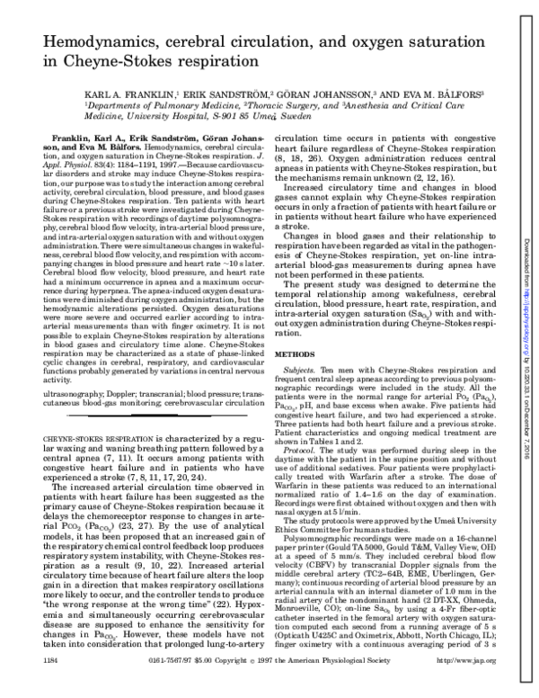 (PDF) Central sleep apnea and Cheyne-Stokes respiration