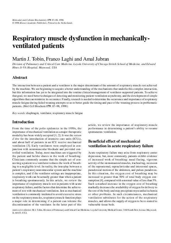 (PDF) Respiratory muscle dysfunction in mechanically-ventilated patients