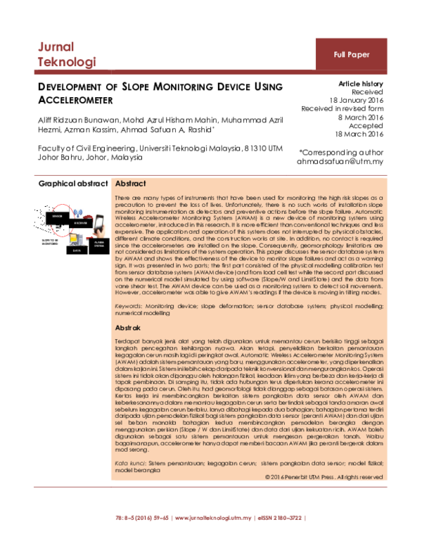 (PDF) DEVELOPMENT OF SLOPE MONITORING DEVICE USING ACCELEROMETER SLOPE ...