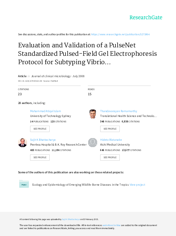 (PDF) Evaluation and Validation of a PulseNet Standardized Pulsed-Field ...