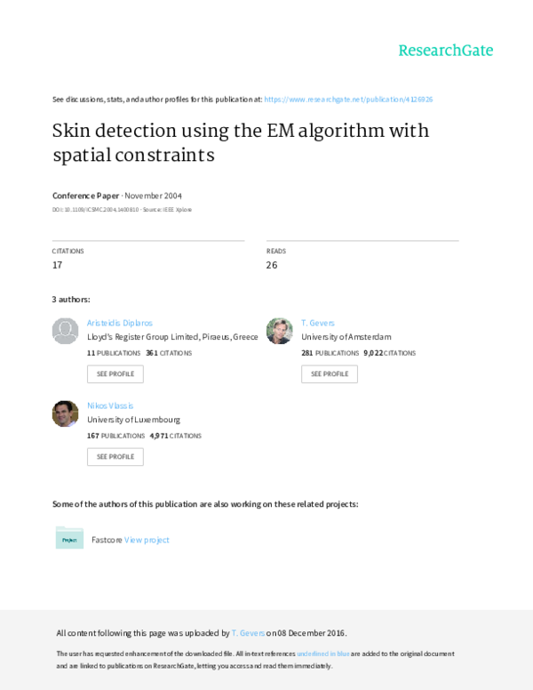 (PDF) Skin detection using the EM algorithm with spatial constraints