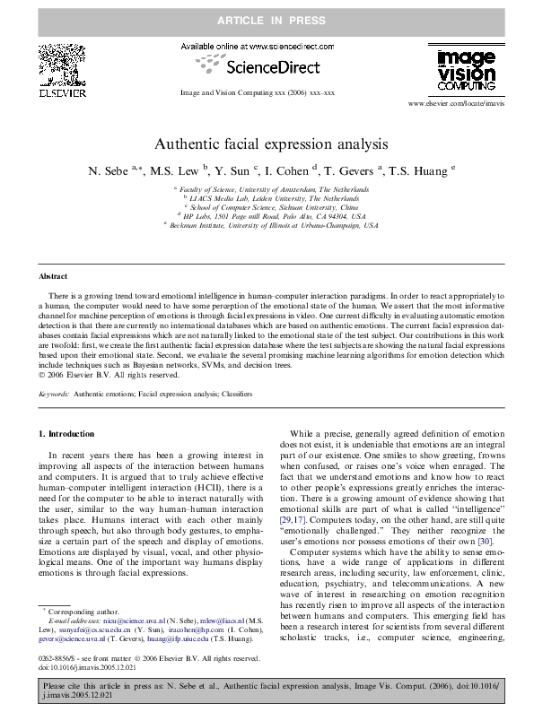 (PDF) Authentic facial expression analysis | Theo Gevers - Academia.edu