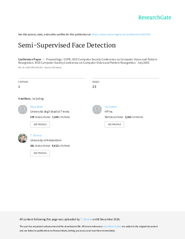 (PDF) Semi-Supervised Face Detection