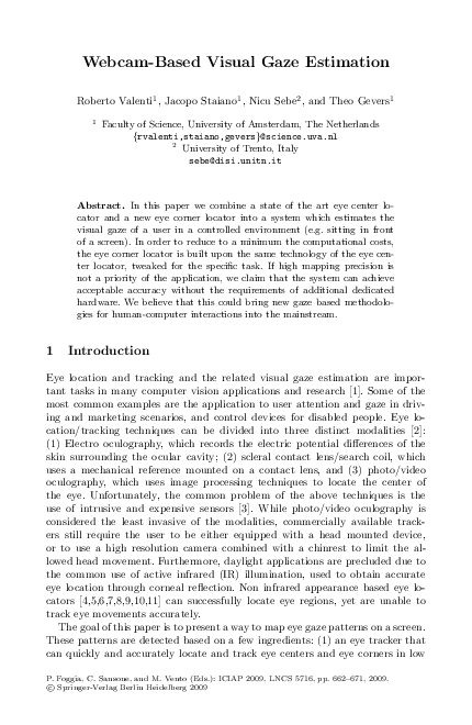 (PDF) Webcam-Based Visual Gaze Estimation
