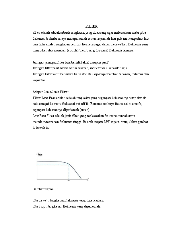 (DOC) Macam macam filter