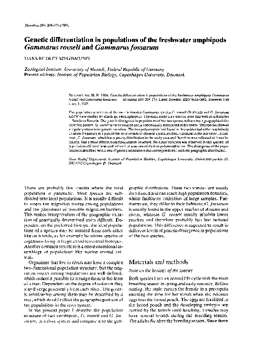 (PDF) Genetic differentiation in populations of the freshwater ...