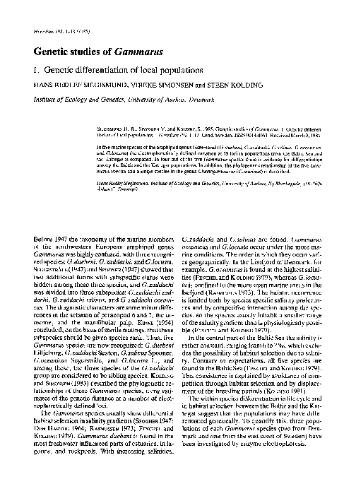 (PDF) Genetic studies of Gammarus.: IV. Selection component analysis of ...