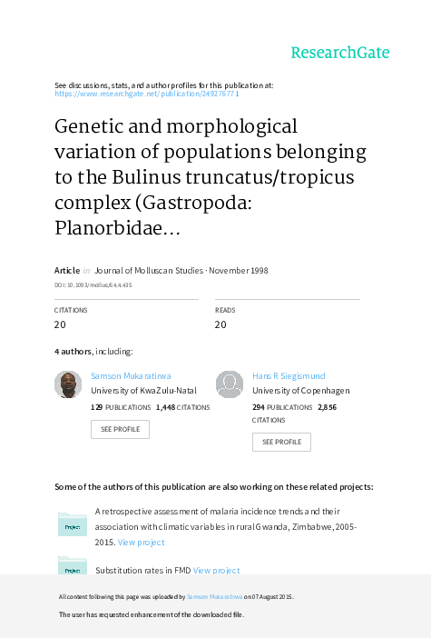 (PDF) Genetic and Morphological Variation of Populations Belonging to ...