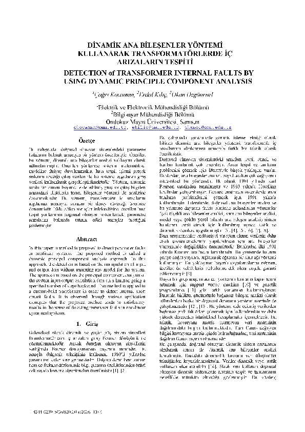 Pdf Detection Of Transformer Internal Faults By Using Dynamic Principle Component Analysis