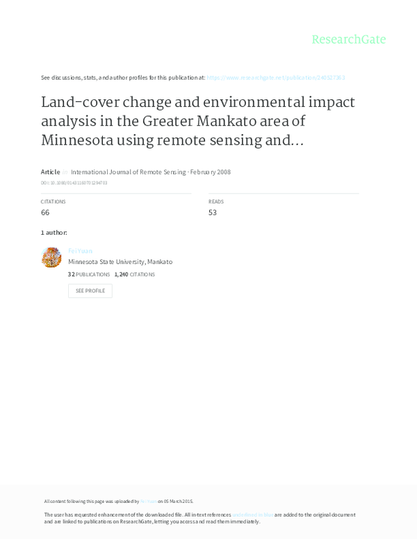 (PDF) Land‐cover change and environmental impact analysis in the ...