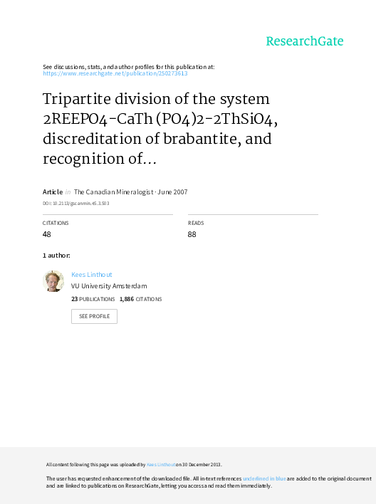 (PDF) Tripartite division of the system 2REEPO4–CaTh (PO4) 2–2ThSiO4 ...