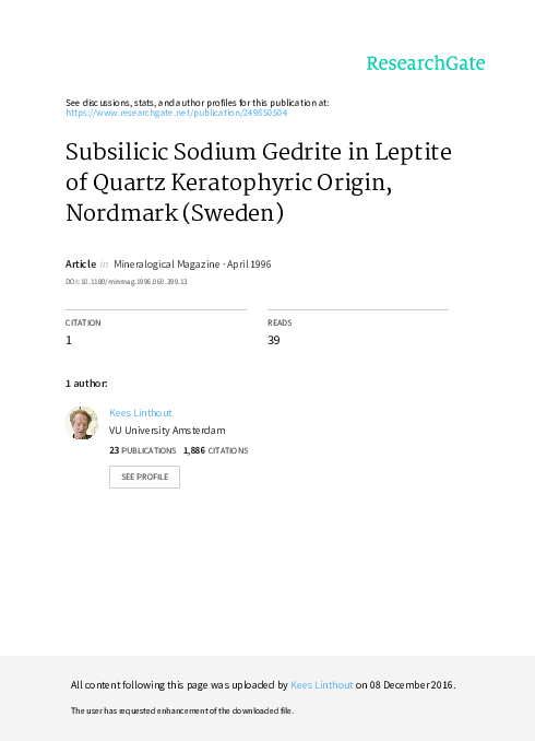 (PDF) Subsilicic sodium gedrite in leptite of quartz keratophyric ...