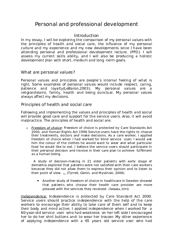 (DOC) Personal and professional development