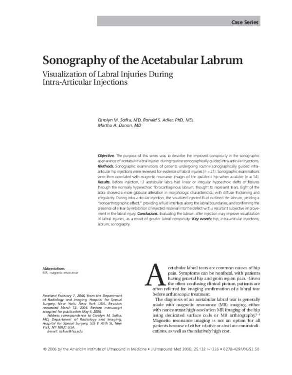 (PDF) Sonography of the acetabular labrum: visualization of labral ...