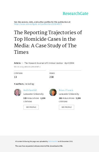 (PDF) The reporting trajectories of top homicide cases in the media: a ...