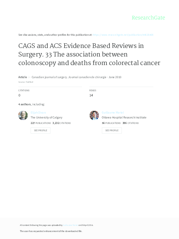 (PDF) CAGS and ACS evidence based reviews in surgery. 36. Effect of ...