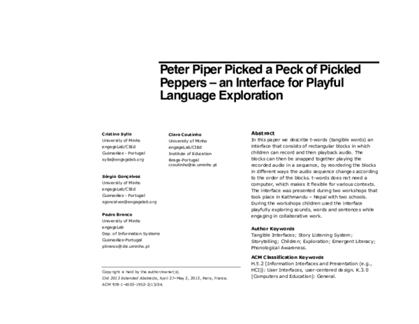 (PDF) Peter Piper Picked a Peck of Pickled Peppers – an Interface for ...