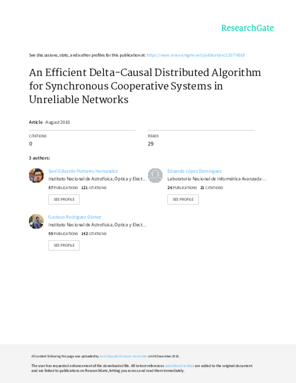 (PDF) An Efficient delta-Causal Distributed Algorithm for Synchronous Cooperative Systems in ...