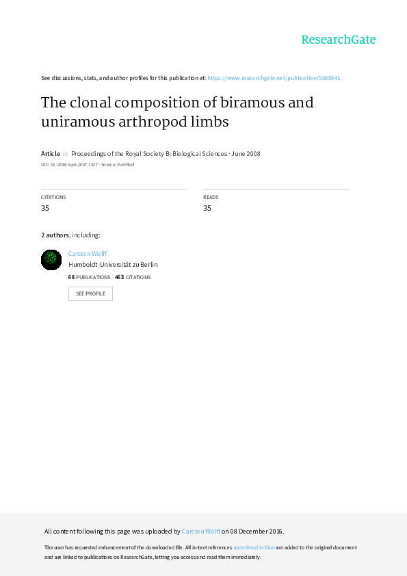 (PDF) The clonal composition of biramous and uniramous arthropod limbs