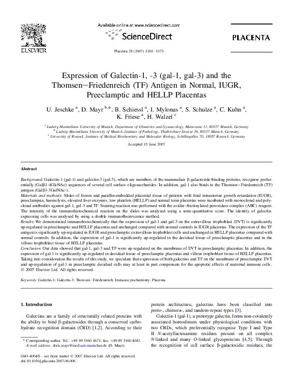 (PDF) Expression of Galectin-1, -3 (gal-1, gal-3) and the Thomsen ...