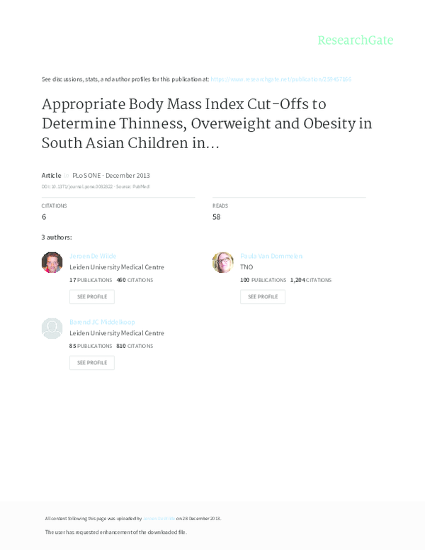 (PDF) Appropriate Body Mass Index Cut-Offs to Determine Thinness ...
