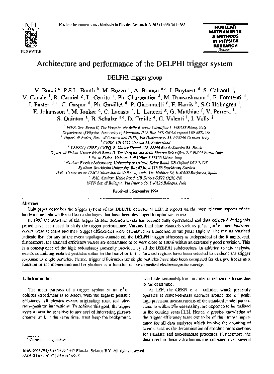 Pdf Architecture And Performance Of The Delphi Trigger System Roberto Carniel And Bruno 