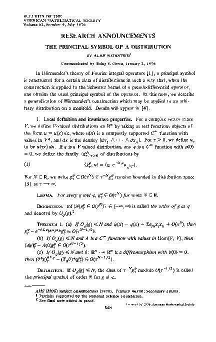 (PDF) The principal symbol of a distribution