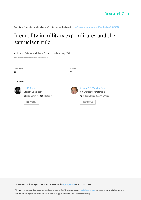(PDF) Inequality in Military Expenditures and the Samuelson Rule